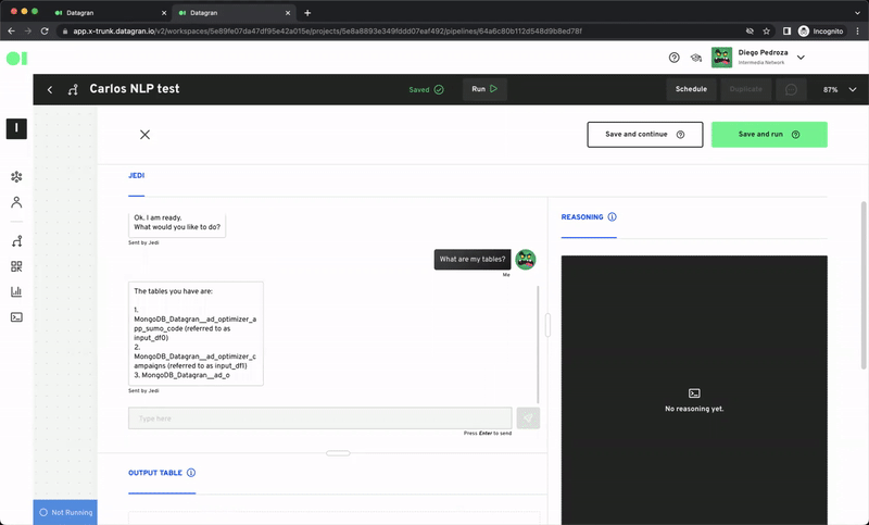 Create models and automate data workflows with AI